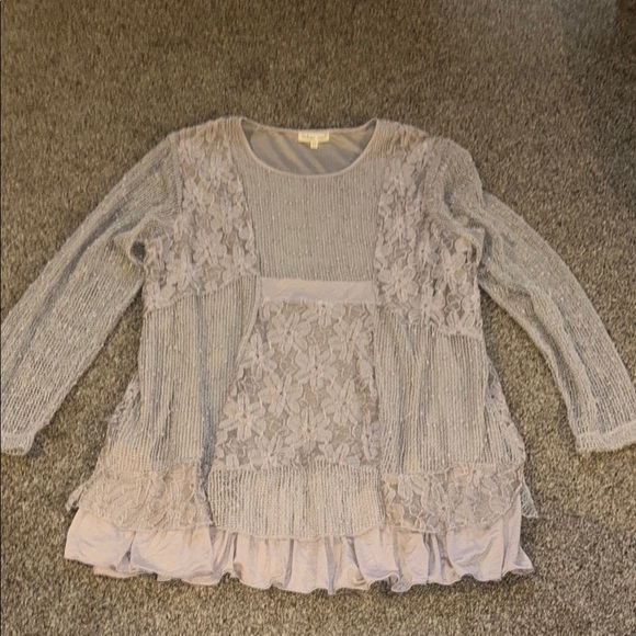 indigo soul | Tops | Elegant Lace Overlay Top Indigo Soul Size 2xl ...